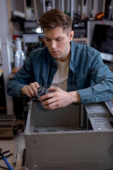 computer notebook laptop repairman or technician checking a computer