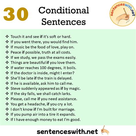 30 Conditional Sentences Examples Conditionals In A Sentence