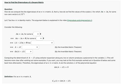 Solved How To Find The Eigenvalues Of A Square