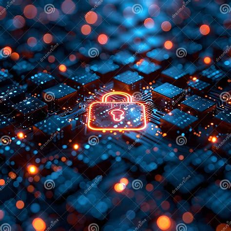 encrypting information with a digital lock stock illustration