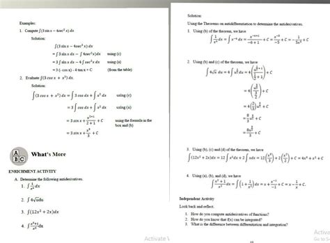 Solved Solution Examples Using The Theorems On Antidifferentiation To Determine The