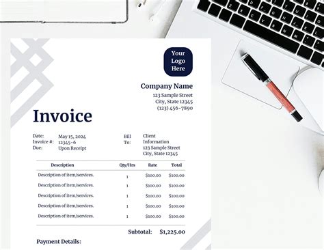 Invoice Template With Qr Code And Logo Completely Customizable Etsy