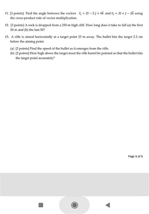 solved 1 [3 points] find the angle between the vectors