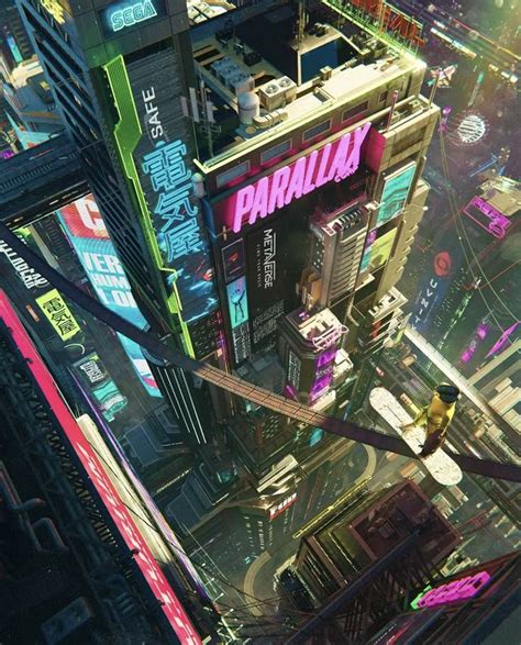 Cyberpunk Future City With Neon Signs Cyberpunk City Design