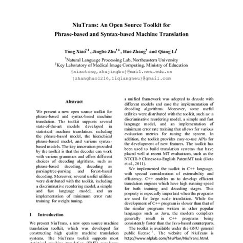 Niutrans An Open Source Toolkit For Phrase Based And Syntax Based