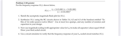 Problem Points For The Frequency Response Chegg Com