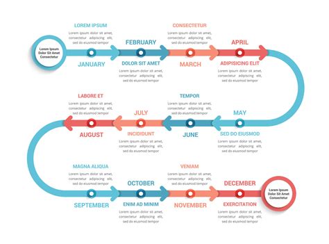 Timeline Infographics Template With 12 Months Workflow Process Chart 48913156 Vector Art At