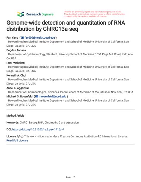 Pdf Genome Wide Detection And Quantitation Of Rna Distribution By Chirc13a Seq