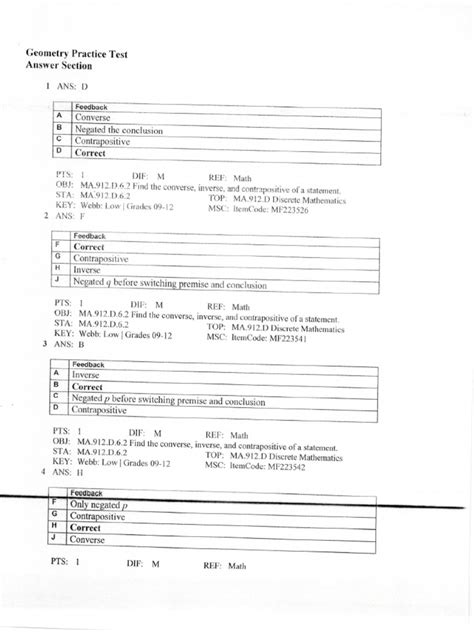Geometry Eoc Review Practice Packet Answer Key Pdf