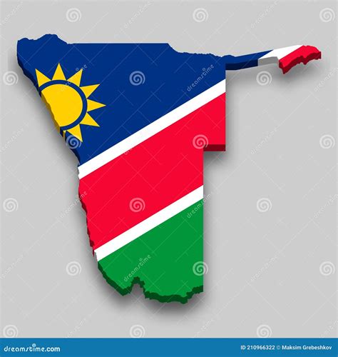 3d Isometric Map Of Namibia With National Flag Vector Illustration 210966322