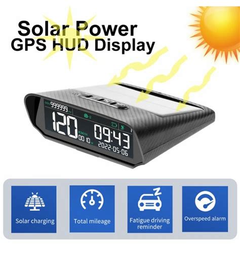 태양광 Hud Gps 자동차 헤드업 디스플레이 무선 속도계 속도 위성 시간 날짜 자동 조정 화면 밝기 시계 티몬