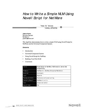 Fillable Online How To Write A Simple NLM Using Novell Script For NetWare Fax Email Print