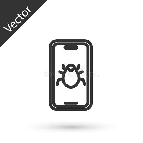 Grey Line System Bug On Mobile Icon Isolated On White Background Code