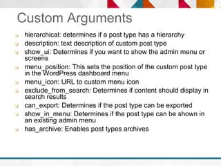 WordPress Custom Post Types PPT