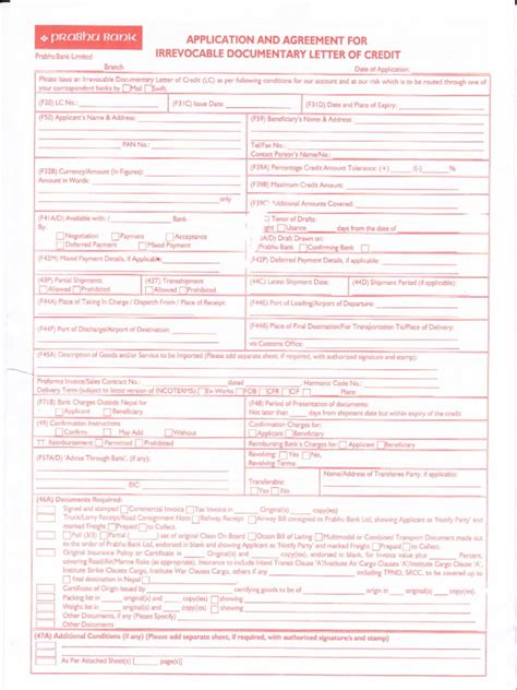 Lc Application Form Pdf Security Interest Letter Of Credit