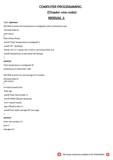 SOLUTION Cp Codes 1st Sem Studypool