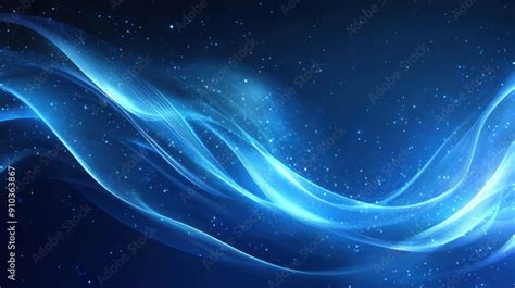 An Abstract Blue Background With Flowing Waves And Light Effects Creating A Sense Of Depth And
