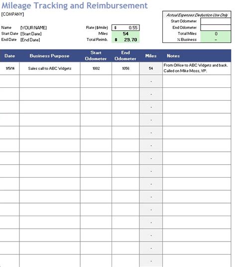 8 Free Sample Mileage Log Templates Printable Samples