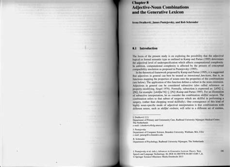 Pdf Adjective Noun Combinations And The Generative Lexicon