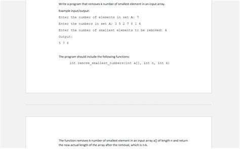 Solved Write A Program That Removes K Number Of Smallest