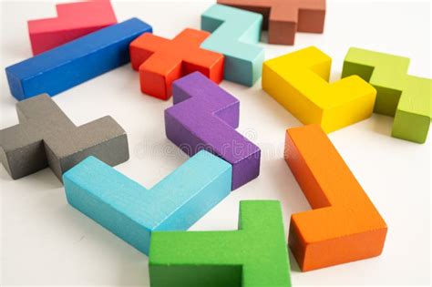 Logical Thinking And Problem Solving Creative Business Solution Concept Wooden Puzzle Geometric