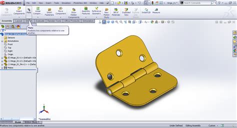 Tutorial Mating Hinge In Solidworks Grabcad Tutorials