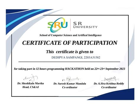 Dedipya Sampangi On Linkedin Sru Code Coding Hackathon Aiml Cse