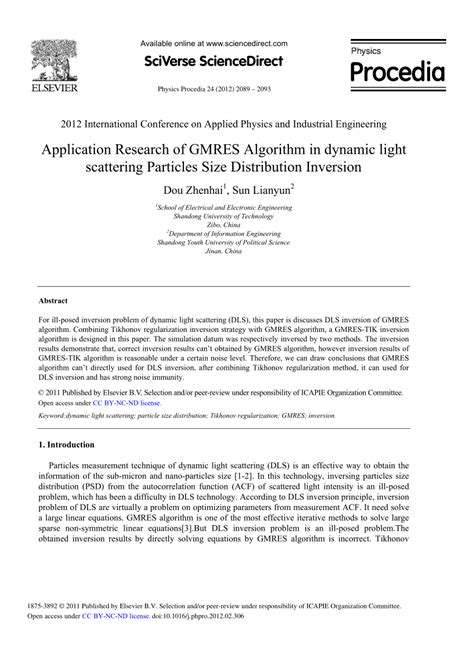 pdf application research of gmres algorithm in dynamic light