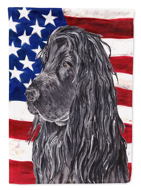 Cocker Spaniel Black Usa American Flag Flag Canvas House Size