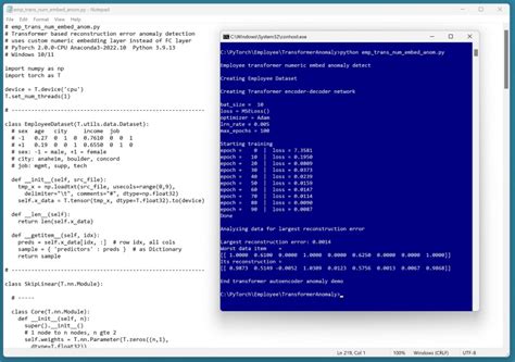 Anomaly Detection For Tabular Data Using A Pytorch Transformer With