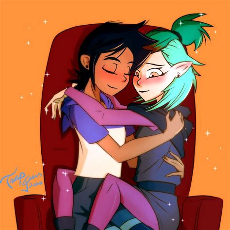 Luz And Amity Cuddle By Trapgears On Deviantart Owl House Amity Cartoon