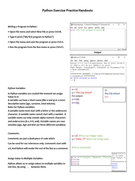 Python Exercise Practice Handouts Pdf Parameter Computer