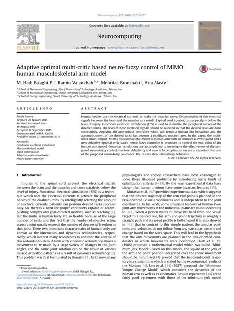 Pdf Adaptive Optimal Multi Critic Based Neuro Fuzzy Control Of Mimo