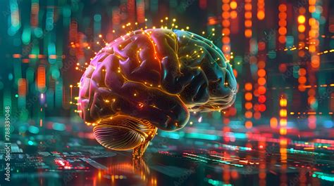 Digital Human Brain Visualization With Neural Network Background Stock Illustration Adobe Stock