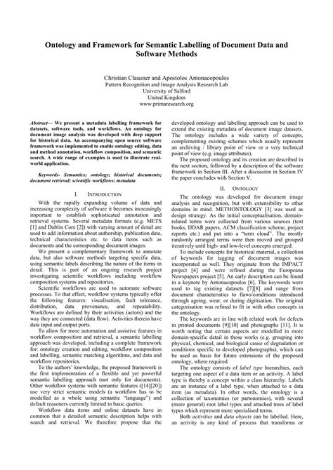 Pdf Ontology And Framework For Semantic Labelling Of Document Data And Software Methods
