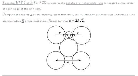 Solved Exercise Pts For FCC Structure The Chegg Com