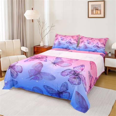 Jejeloiu Kawaii Butterfly Twin Sheet Setsgalaxy Starry Night Twin