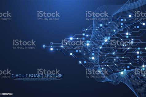 기술 추상 회로 기판 텍스처 배경입니다 하이테크 미래 회로 보드 배너 벽지 디지털 데이터 엔지니어링 전자 마더 보드 최소 배열 빅 데이터 벡터 일러스트 로봇공학에 대한 스톡