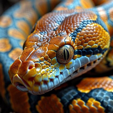 Premium Photo Closeup Of Brown Reticulated Python