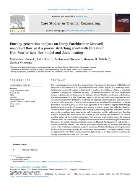 Pdf Entropy Generation Analysis On Darcy Forchheimer Maxwell
