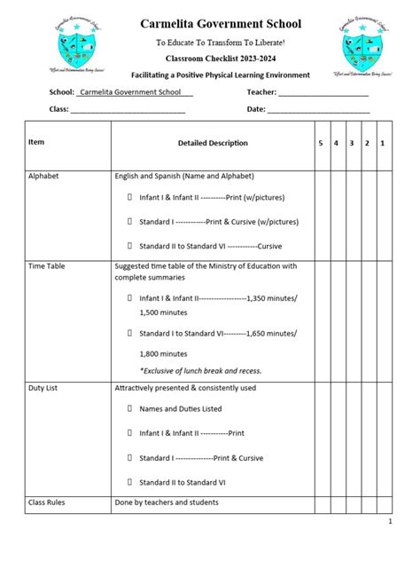 Classroom Checklist 2023 Pdf Teachers Classroom