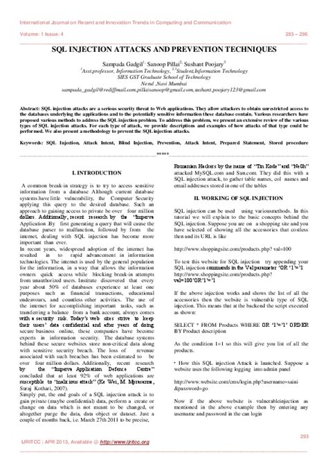 Pdf Sql Injection Attacks And Prevention Techniques