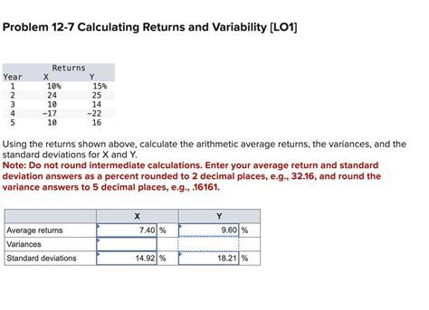 Solved Problem 12 7 ﻿calculating Returns And Variability
