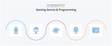 Gaming Genres And Programming Blue 5 Icon Pack Including Droid Android Developer Time