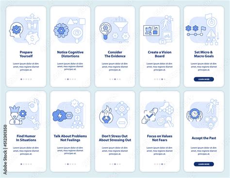 Adaptability Light Blue Onboarding Mobile App Screen Set Mindset
