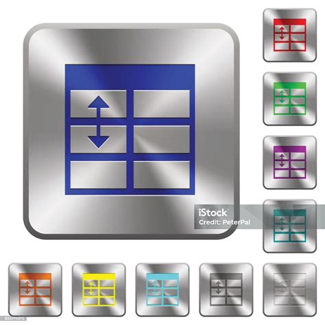 Spreadsheet Adjust Table Row Height Rounded Square Steel Buttons Stock Illustration Download