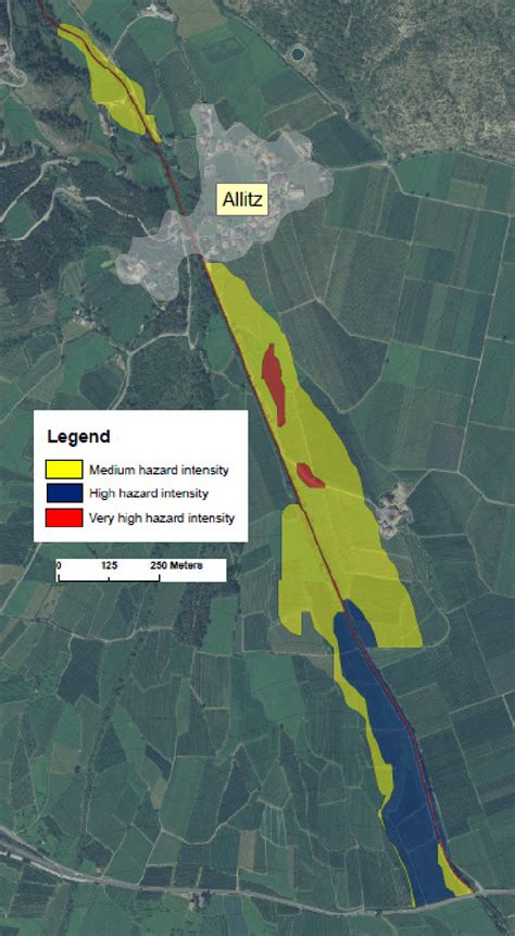 Hazard Map Showing The Red Blue And Yellow Hazard Zone On The Debris Download Scientific