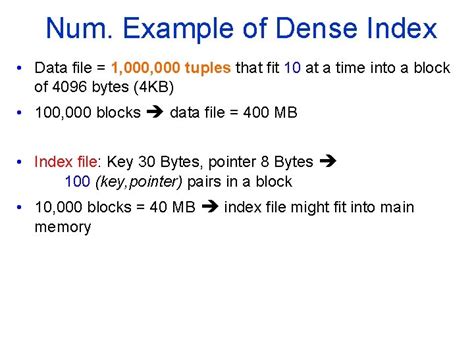 Primary Indexes Dense Indexes Pointer To Every Record