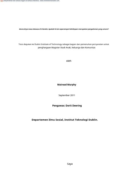 Translate Emerging Adulthood In Ireland Is The Quarter Life Crisis A Commo 1 En Id Pdf