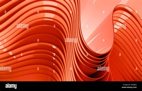 Wavy Orange Abstract Patterns With Overlapping Curved Lines Creating A